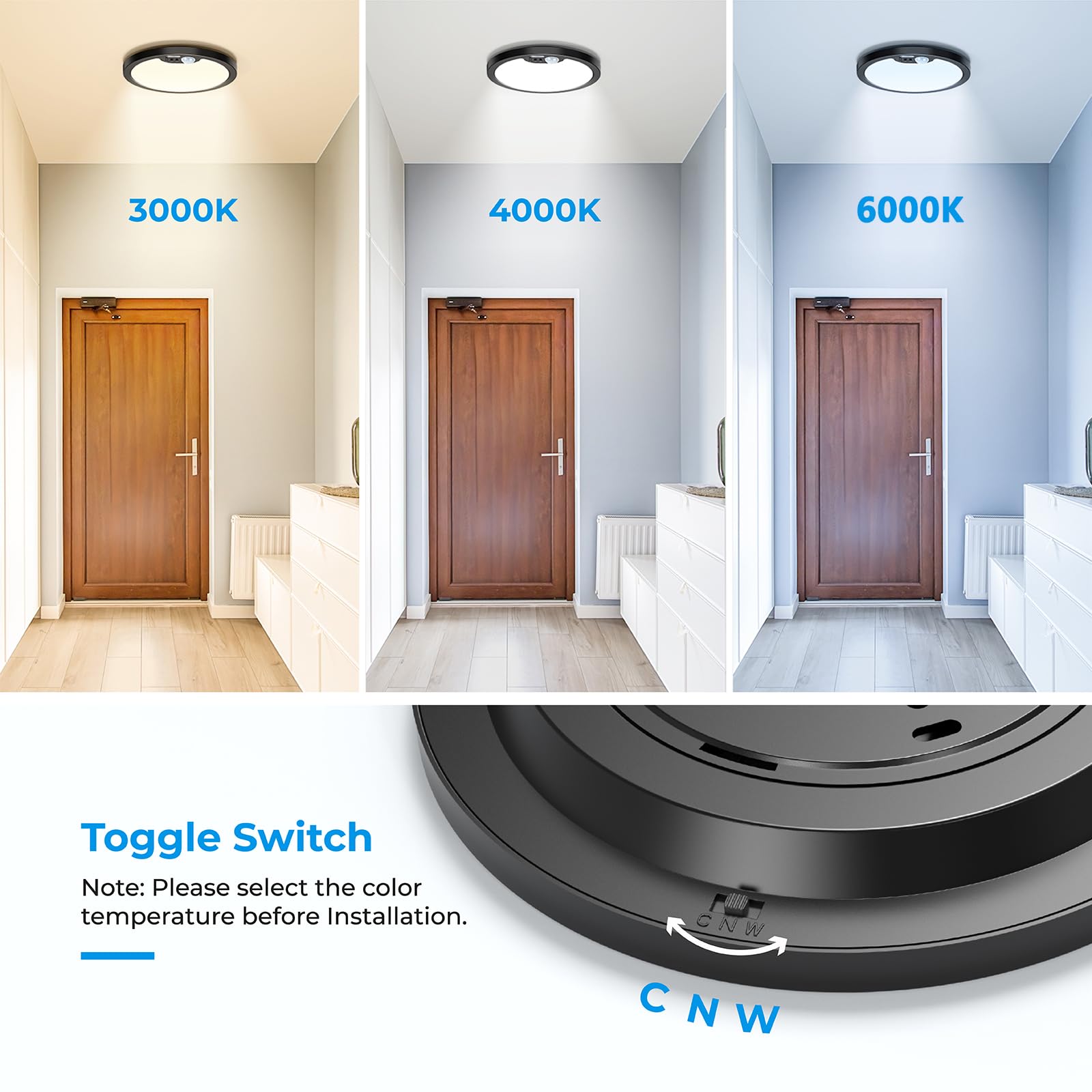 BLNAN LED Flush Mount Ceiling Light Fixture, 12 Inch 24W 5000K Daylight Modern Round White Wired Light, Ultra Thin Low Profile Lamp for Bedroom Kitchen Living Room Laundry Hallway, Non-dimmable