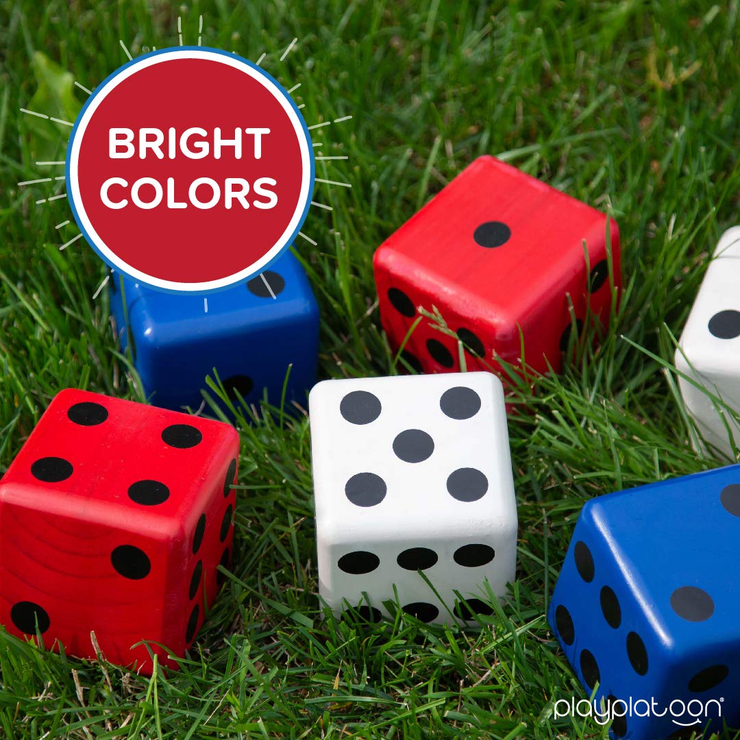 Play Platoon Lawn Dice with Scoreboard - Giant Red White & Blue Wooden Yard Dice Outdoor Game