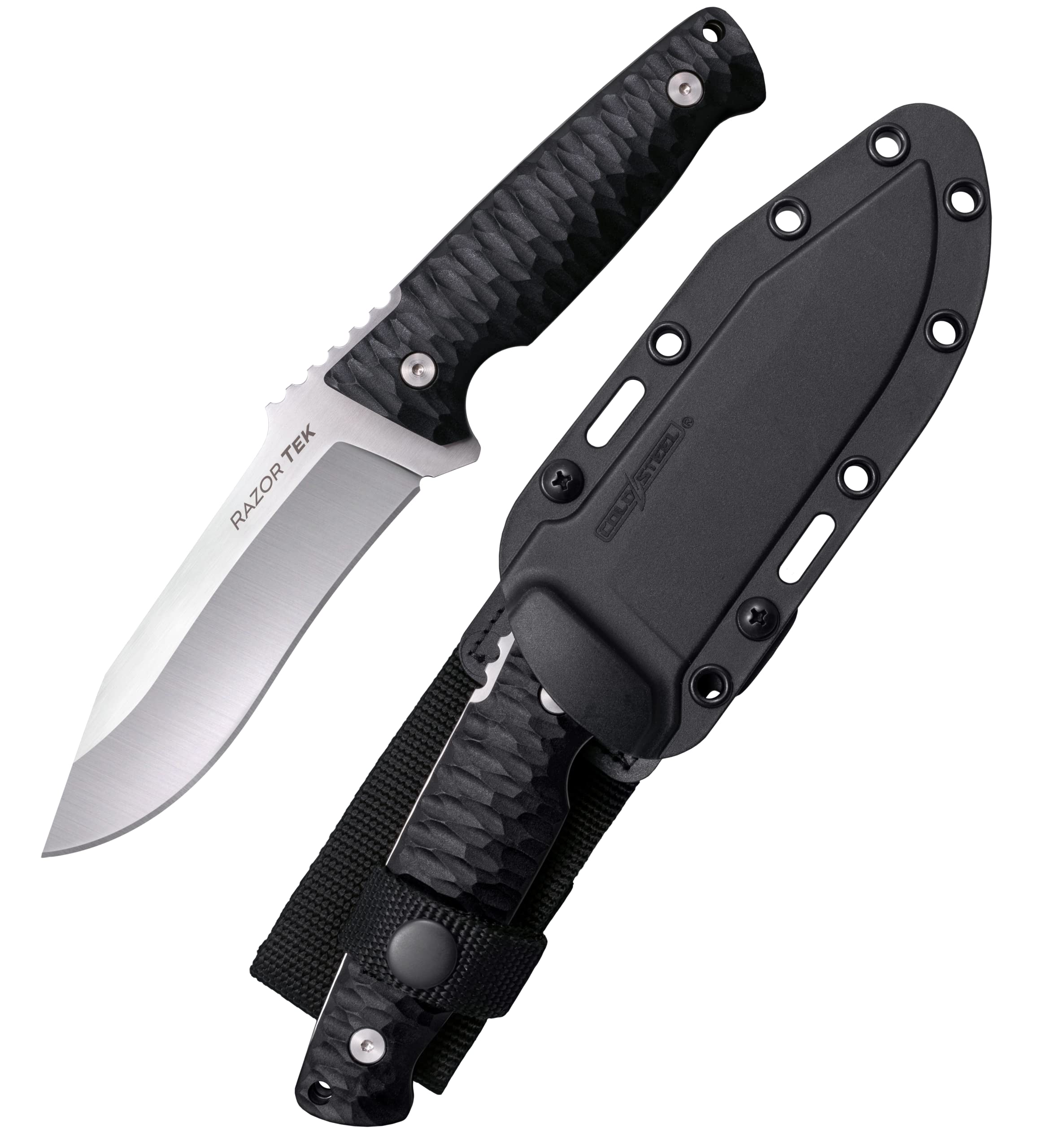 Cold Steel 5' RAZORTEK / 5' Blade / 3MM Thick / 4116SS Steel W/Satin Finish/Black GFN Handle/Secure-EX⢠Sheath