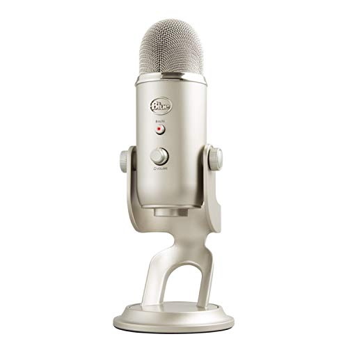 Blue Yeti USB Mic for Recording & Streaming on PC and Mac, 3 Condenser Capsules, 4 Pickup Patterns, Headphone Output and Volume Control, Mic Gain Control, Adjustable Stand, Plug & Play - Platinum