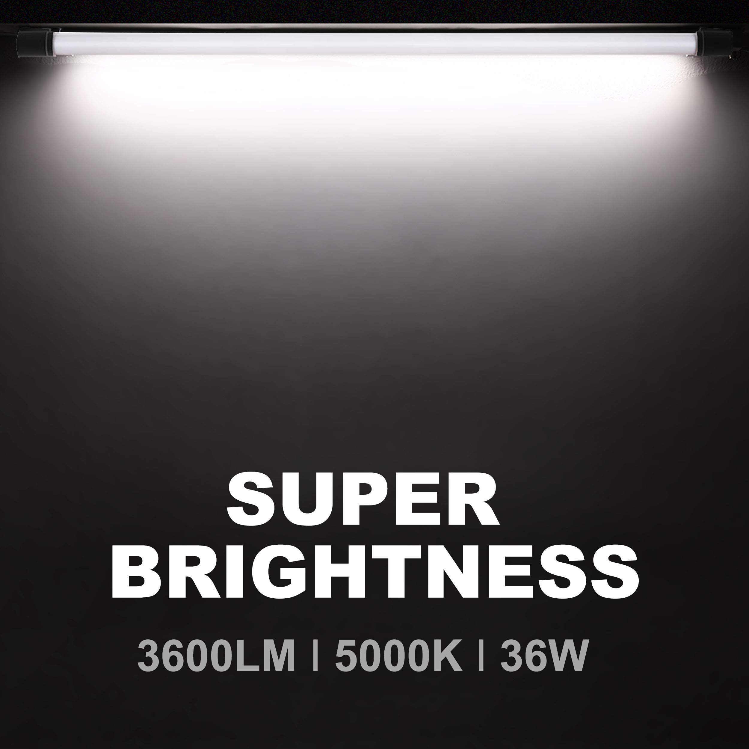 BBOUNDER 6 Pack Linkable LED Utility Shop Light, 4 FT, 4000 LM, 48 Inch Integrated Fixture for Garage, 40W Equivalent 250W, 5000K Daylight, Surface + Suspension Mount, Black