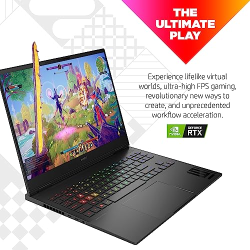 HP OMEN Transcend 16 inch Laptop, WQXGA 240Hz Display, 7ms Response Time, 13th Generation Intel i7-13700HX, 16 GB RAM, 512 GB SSD, NVIDIA GeForce RTX 4070 GPU (8 GB), 16-u0020nr (2023), Shadow Black