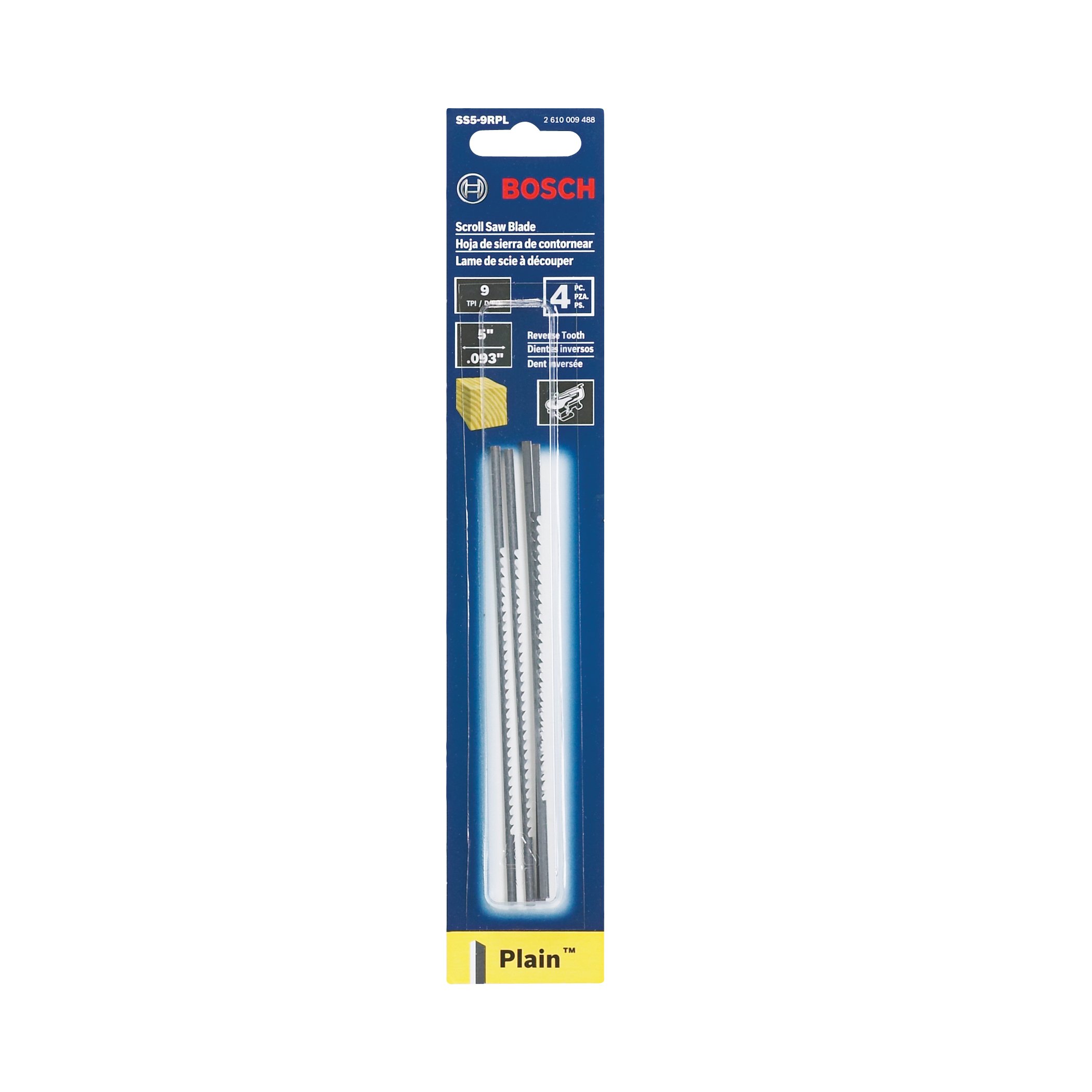 BOSCH SS5-9RPL 5-Inch by 9TPI Reverse Tooth Plain End Scroll Blade
