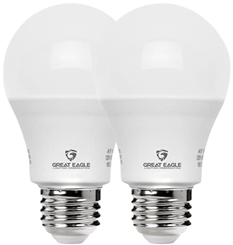 Great Eagle Lighting Corporation LED A19 Light Bulb 100W Equivalent 1500 Lumens 4000K Cool White Non-Dimmable 15-Watt UL Listed (2 Pack)