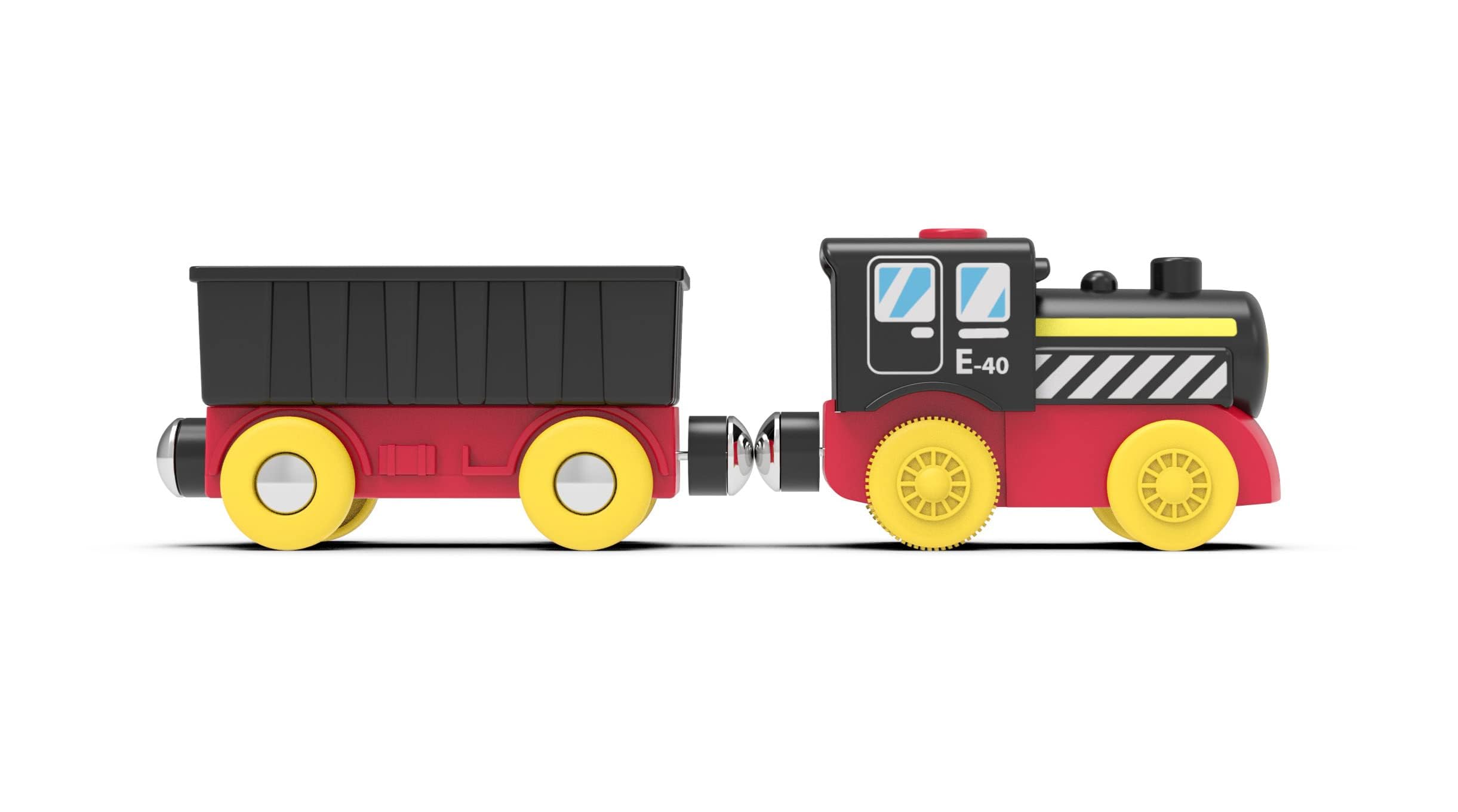 Battery Operated Locomotive Train, Magnetic Train Toy for Wooden Tracks, Motorized Train Compatible with Thomas, Brio, Chuggington, Melissa & Doug