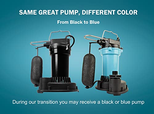Little Giant 5.5-ASPA 115-Volt, 2100 GPH, 1/4 HP Automatic Aluminum Sump Pump with Snap-Action Float Switch and 10-Ft. Cord, Blue or Black, 505702