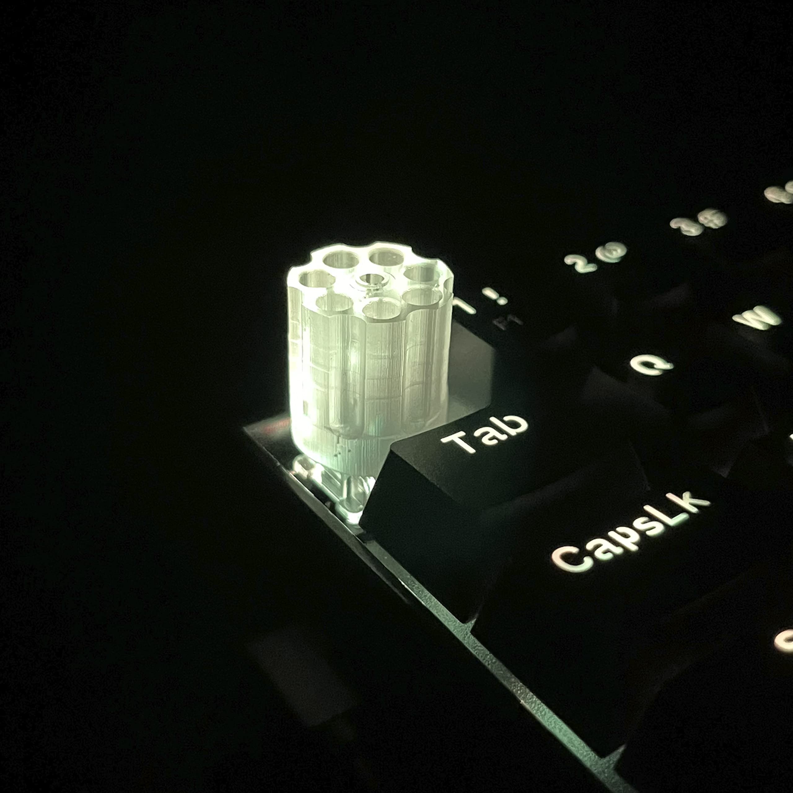 Custom Keycap for Mechanical Gaming Keyboard - Design Revolver Drum - Artisan Cherry MX Made in Resin with Universal Compatibility - Unique Gift Idea (Transparent)