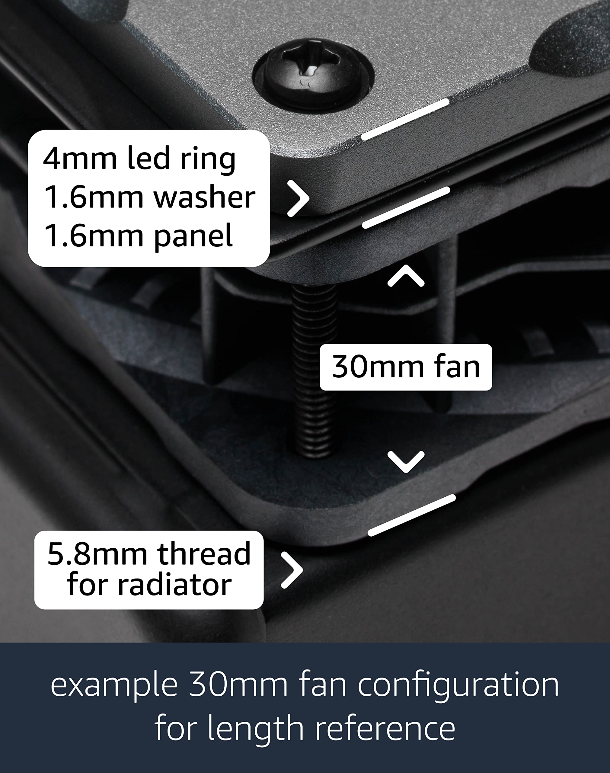 CRJ 6-32 UNC Extra Long 1-3/4" (43mm) Computer Radiator Fan Screws Set for 30mm and 38mm Fans - 20 Screws and 20 Washers