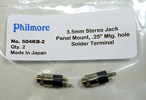 Two (2) Philmore 3.5mm 1/8" Mini Stereo Female Panel Mount Jack Headphone Jack