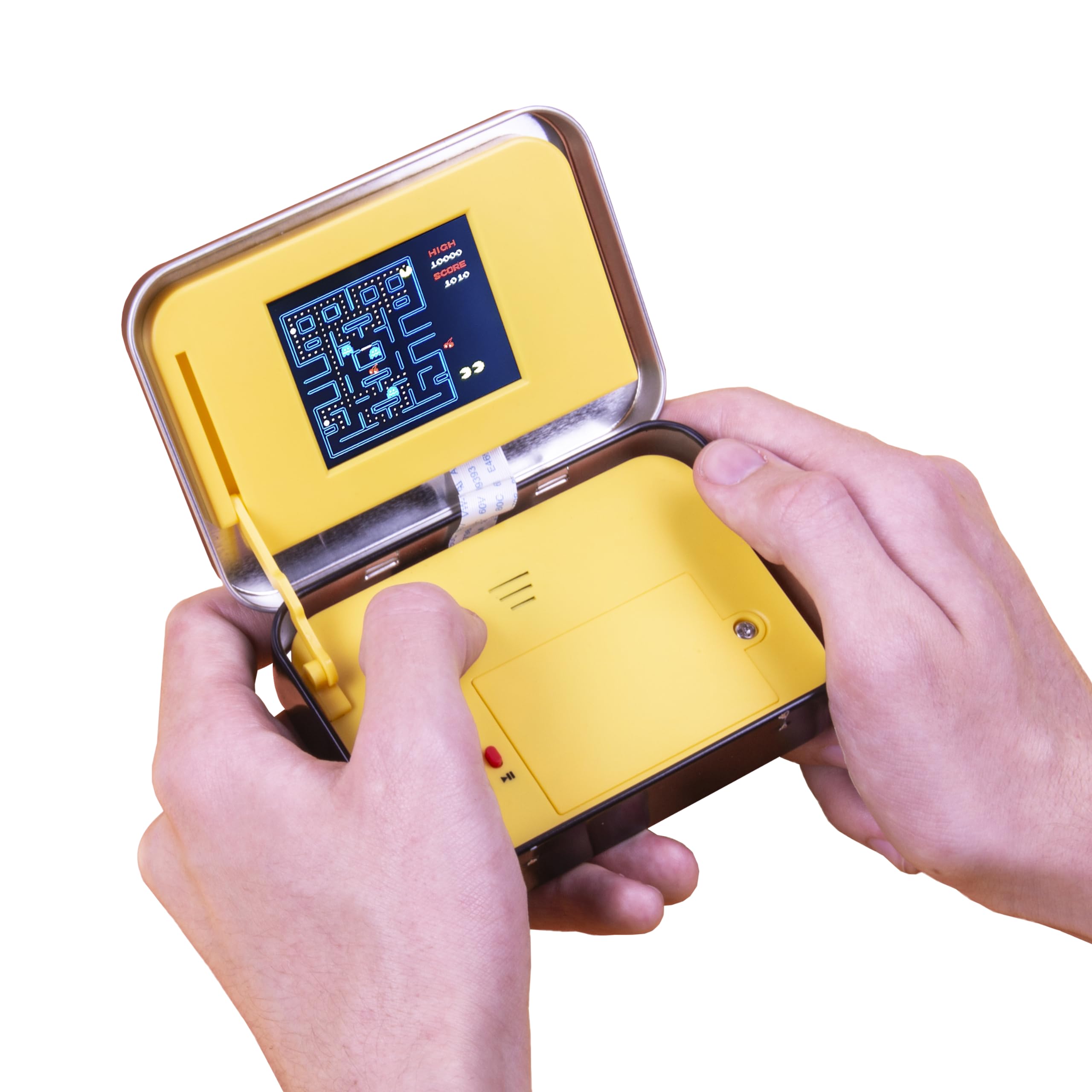 PAC-Man Arcade Game in a Tin. Full Colour 8-bit Game with Original Sounds & Graphics. Classic PAC-Man Gameplay. Includes 2.4” Screen. Officially Licensed PAC-Man Merchandise.