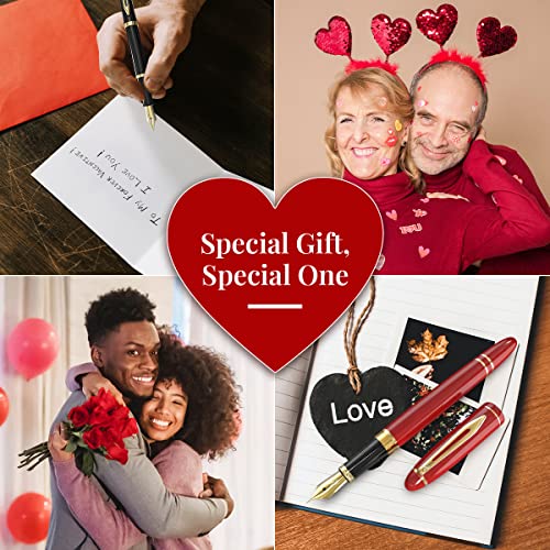 SCRIVI PENS Fountain Pen Set [Extra Fine Nib], Classic Collection; Gift Case; 2 Ink Cartridges, Ink Refill Converter, Calligraphy, Smooth Writing Pens [Silver Chrome Trim], Perfect for Men and Women