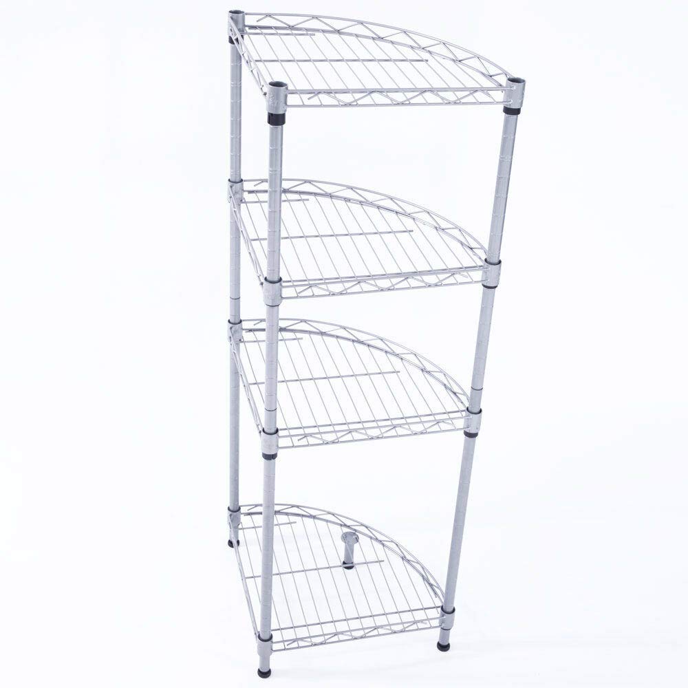 Galapagoz Corner 4 Tier Bath Rack Shelving Shelf Storage Kitchen Bathroom Organizer Bathroom Bath Kitchen Organizer Display Office Bookshelf USA