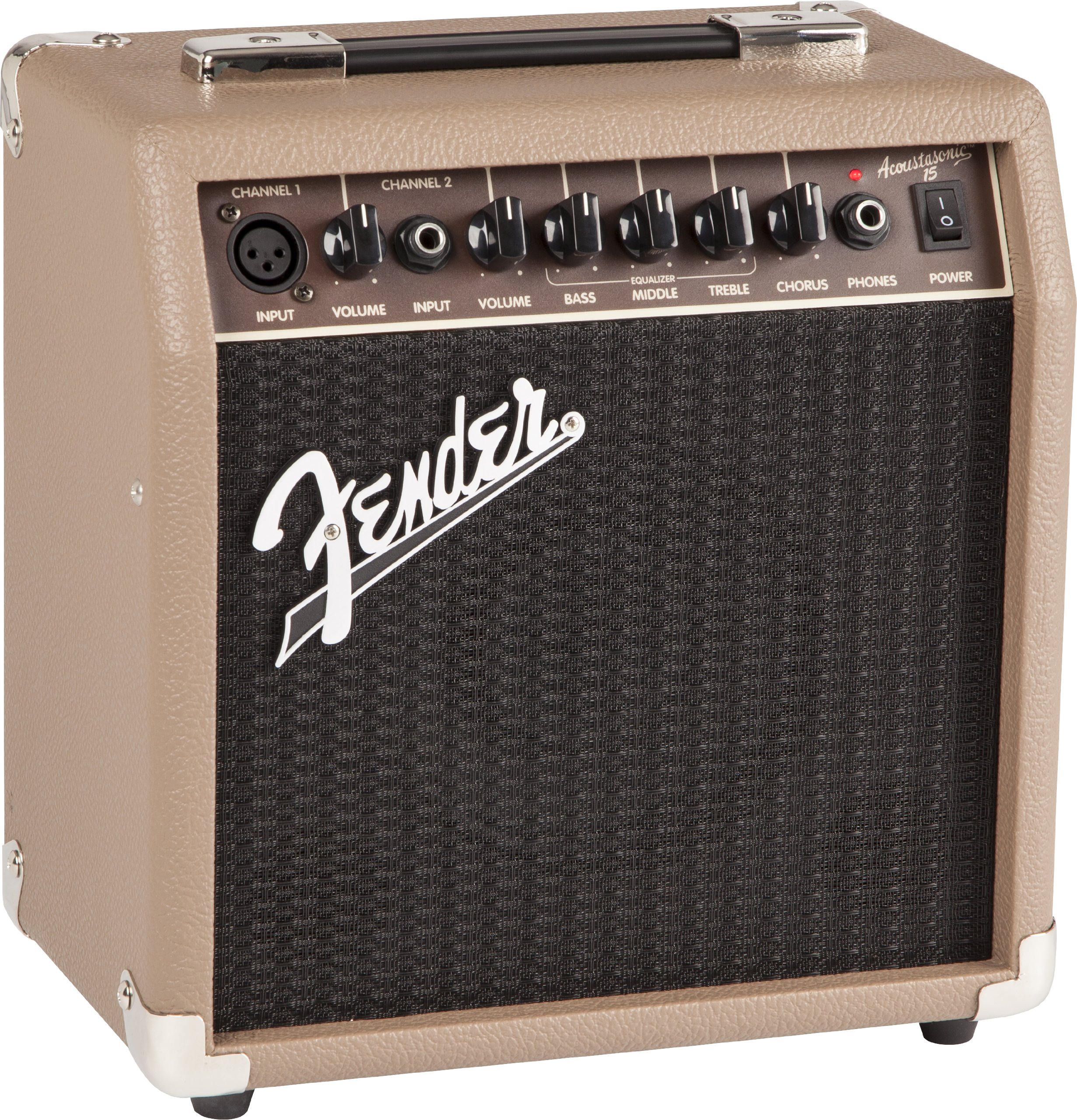 Fender Acoustasonic Guitar Amp for Acoustic Guitar, 15 Watts, 6 Inch Speaker, Dual Front-Panel inputs, 11.5Hx11.19Wx7.13D Inches, Tan