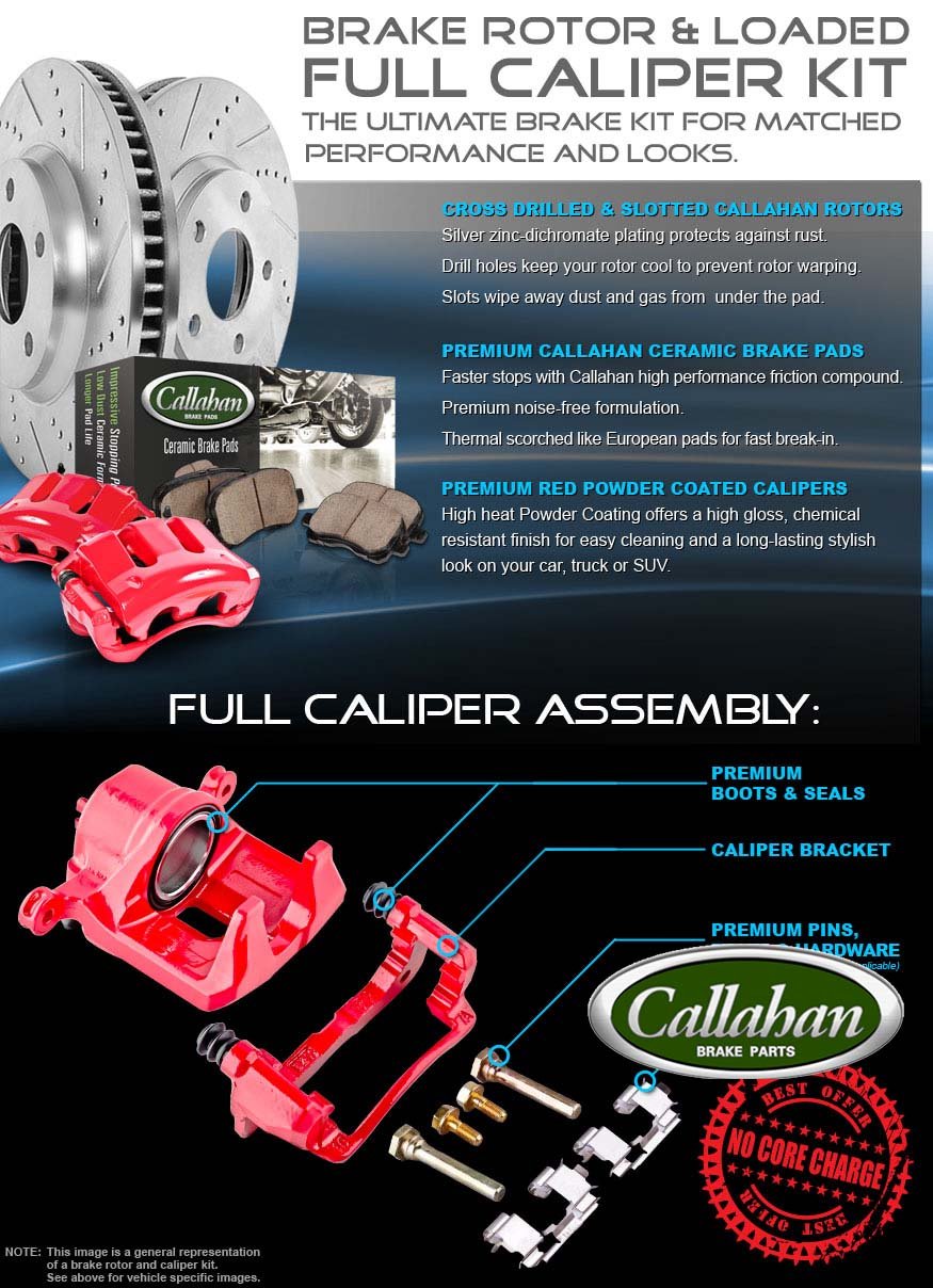 Callahan Rear Calipers and Brake Disc Rotors + Ceramic Brake Pads + Hardware Brake Kit For Ford Explorer Ranger Mercury Mountaineer