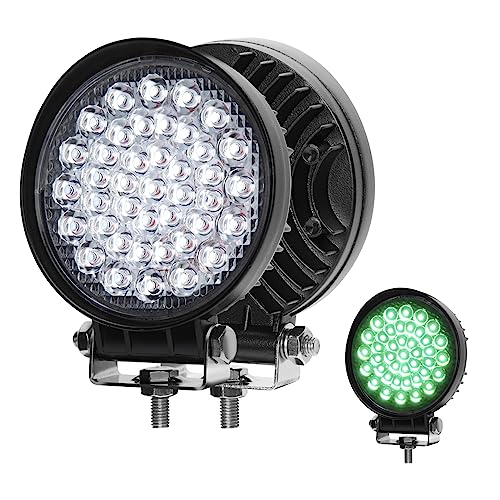 Green Led Pods, 4.5 inch Round Light Bar, Waterproof 41W 4100LMS Spot Off-Road Work Driving Light for Trucks SUV ATV Boat Marine RV Tractor UTV Hunters Motorcycle 12V 24V, Fog Tail Bumper Roof Hood