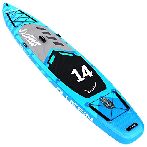 Bluefin SUP Stand Up Inflatable Paddle Board | 14' Sprint Model | Touring/Race Model | Complete with All Accessories