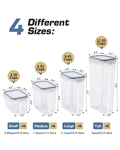 FreshKeeper 14PCS Airtight Food Storage Containers - 2PCS Cereal Containers Storage - Ideal for Cereal, Flour and Sugar Storage