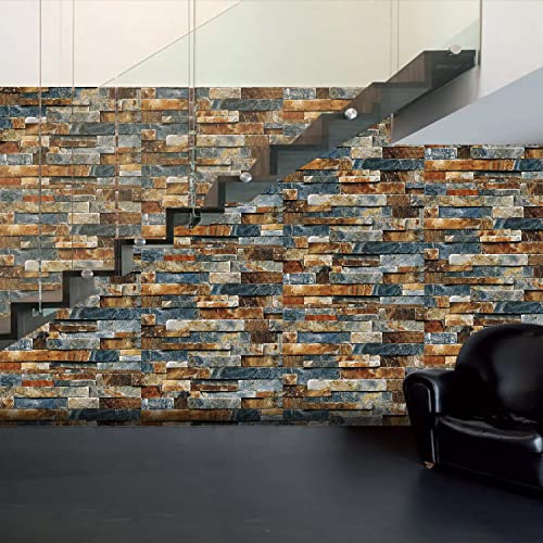LiKiLiKi Stone Brick Wallpaper Peel and Stick Wallpaper Removable Kitchen Wall Covering Roll Home Use Decoration Self Adhesive Vinyl 17.71''x118''