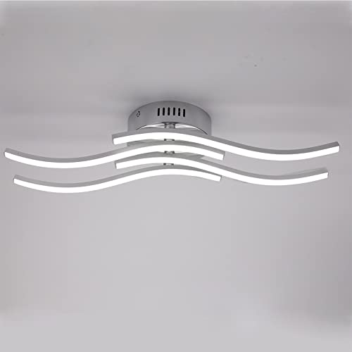 Goeco 4-Light Modern Ceiling Light 24W 2200LM LED Ceiling Light Fixture Neutral White 4000K Curved Design Flush Mount Ceiling Lamp for Hallway, Kitchen, Bedroom, Living Room 110V(Natural White)