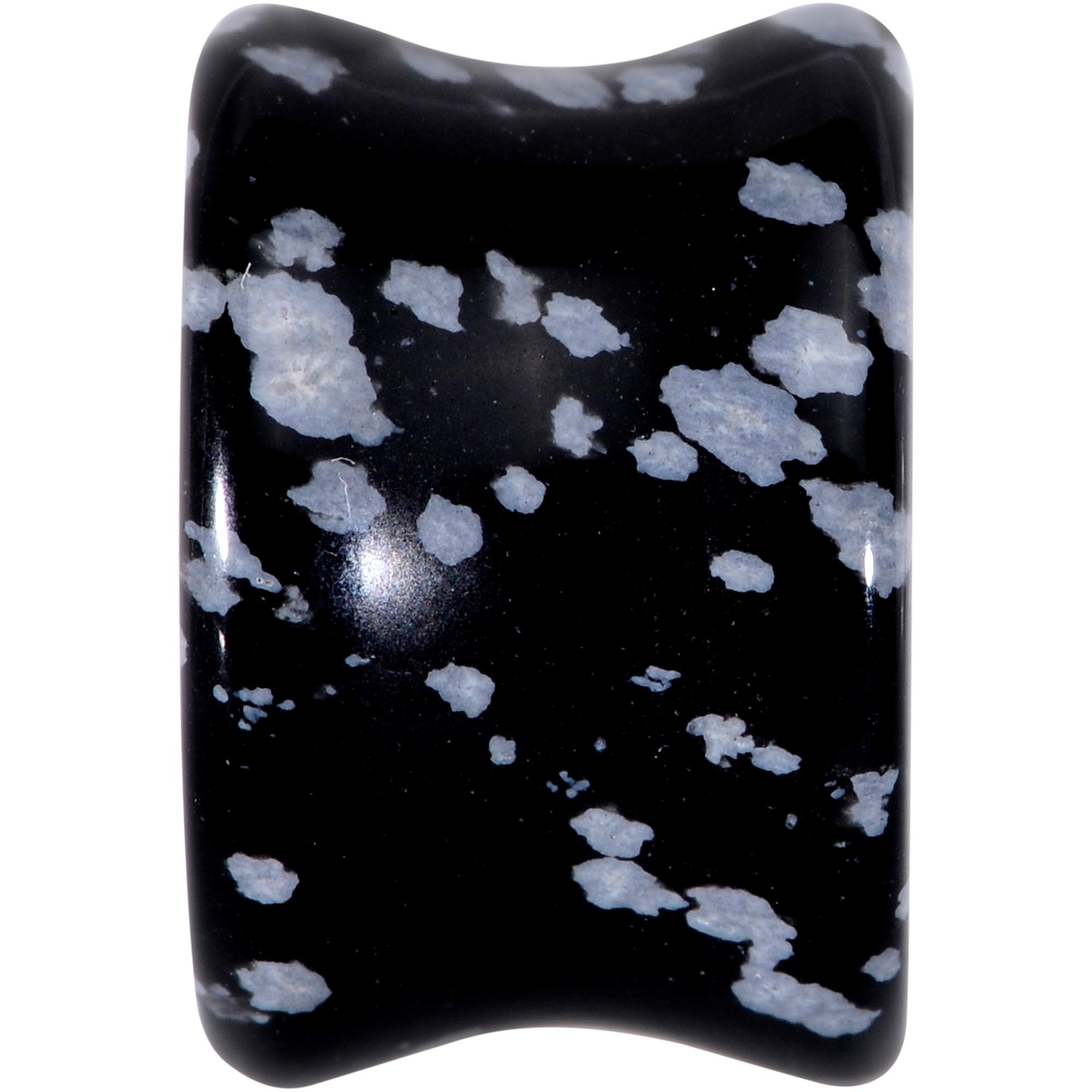 Body Candy 5/8" 2PC Natural Snowflake Obsidian Stone Saddle Plugs Double Flare Plug Ear Plug Gauges Set of 2