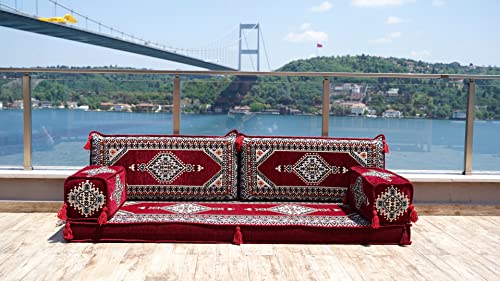 Maroon Sectional Sofas, Arabic Majlis, Turkish Rug, Sofa Bed, Terrace Sofa, Floor Couch, Yoga Sofa, Living Room Furniture, Loveseat Sofa (Sofa Only, 4'' Thickness (10 cm))