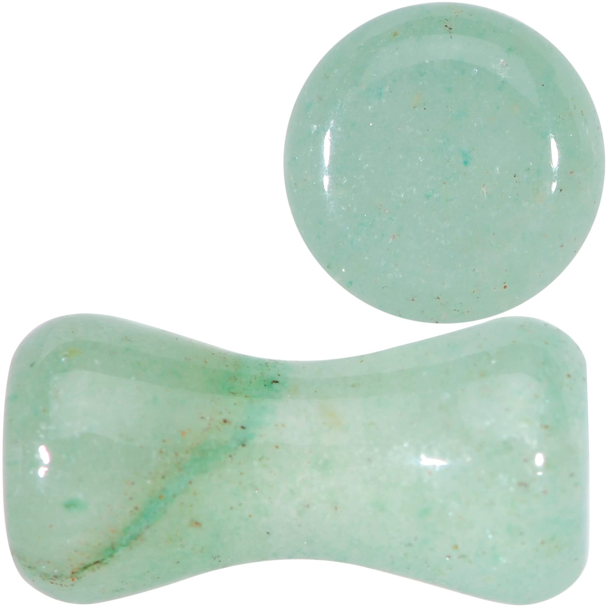 Body Candy 6G 2PC Natural Green Aventurine Stone Saddle Plugs Double Flare Plug Ear Plug Gauges Set of 2