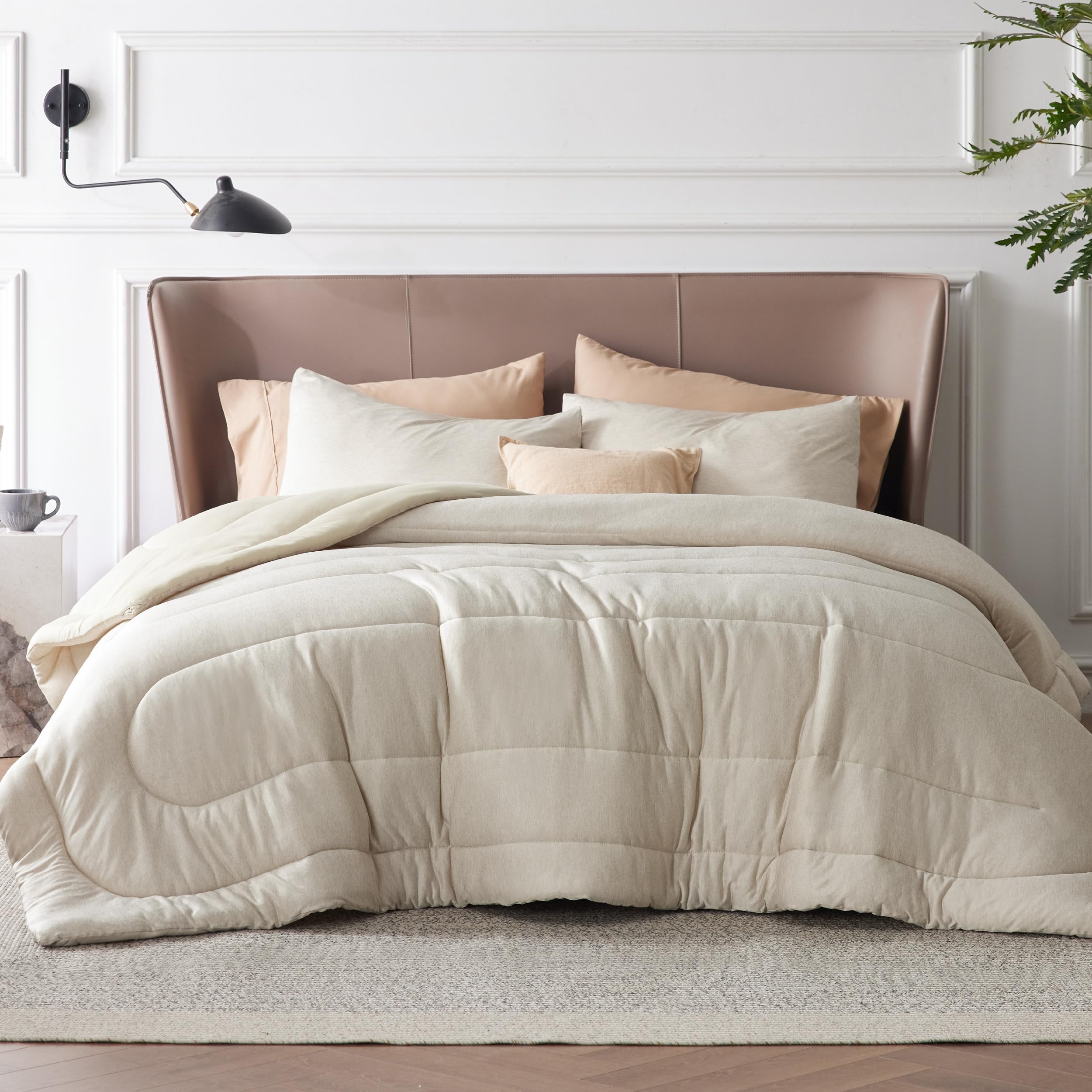 Bedsure Queen Comforter Set - Cooling and Warm Bed Set, Linen Reversible All Season Cooling Comforter, 3 Pieces, 1 Queen Size Comforter (88"x88") and 2 Pillow Cases (20"x26")