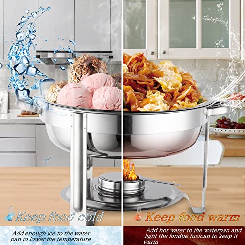 FXTNKYY Chafing Dish,Round Chafing Dish Buffet Set,Stainless Steel Chafers and Buffet Warmers Set,3.5QT Chafing Dishes with Lid & Holder,Food Warmers for Parties Buffet/Home Party (4 Pack)