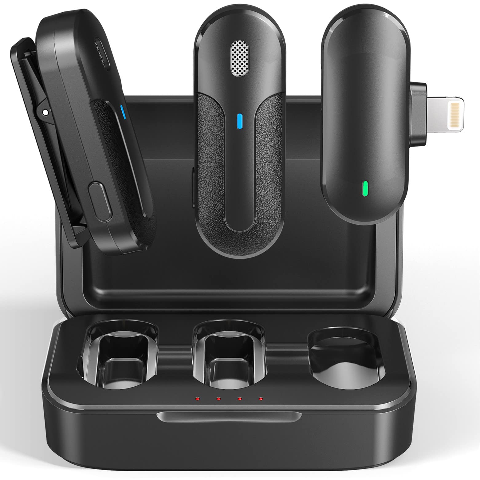 BALORIZ 2 Pack Wireless Lavalier Microphone for iPhone iPad with Charging Case, Plug-Play Clip on Lapel Microphones for Video Recording Vlog Interview Live Streaming Podcast YouTube Tiktok
