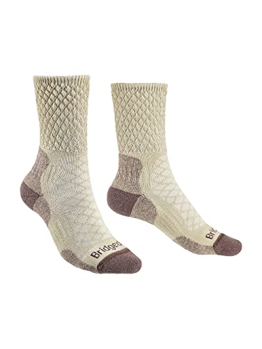 Bridgedale Women's Lightweight Boot Height - Merino Comfort Socks, Sand, Small