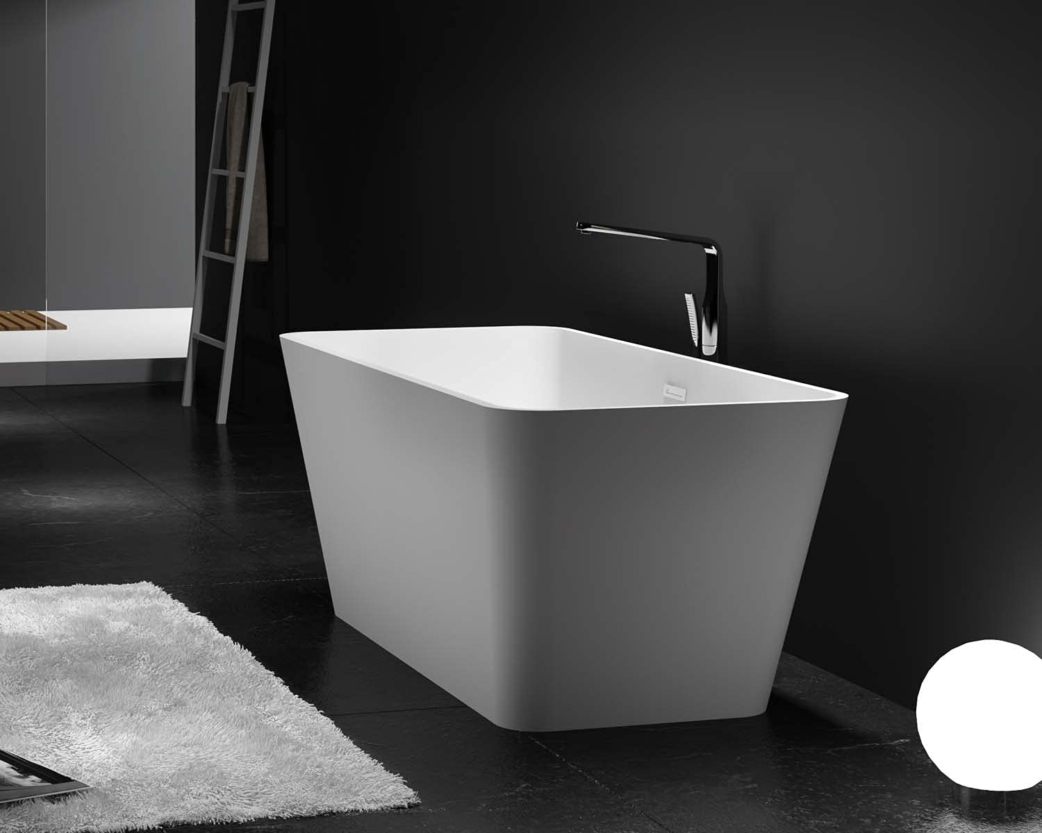 Dowell 076 59" Luxury Contemorary Stone Resin FREE STANDING Bathtub White Modern