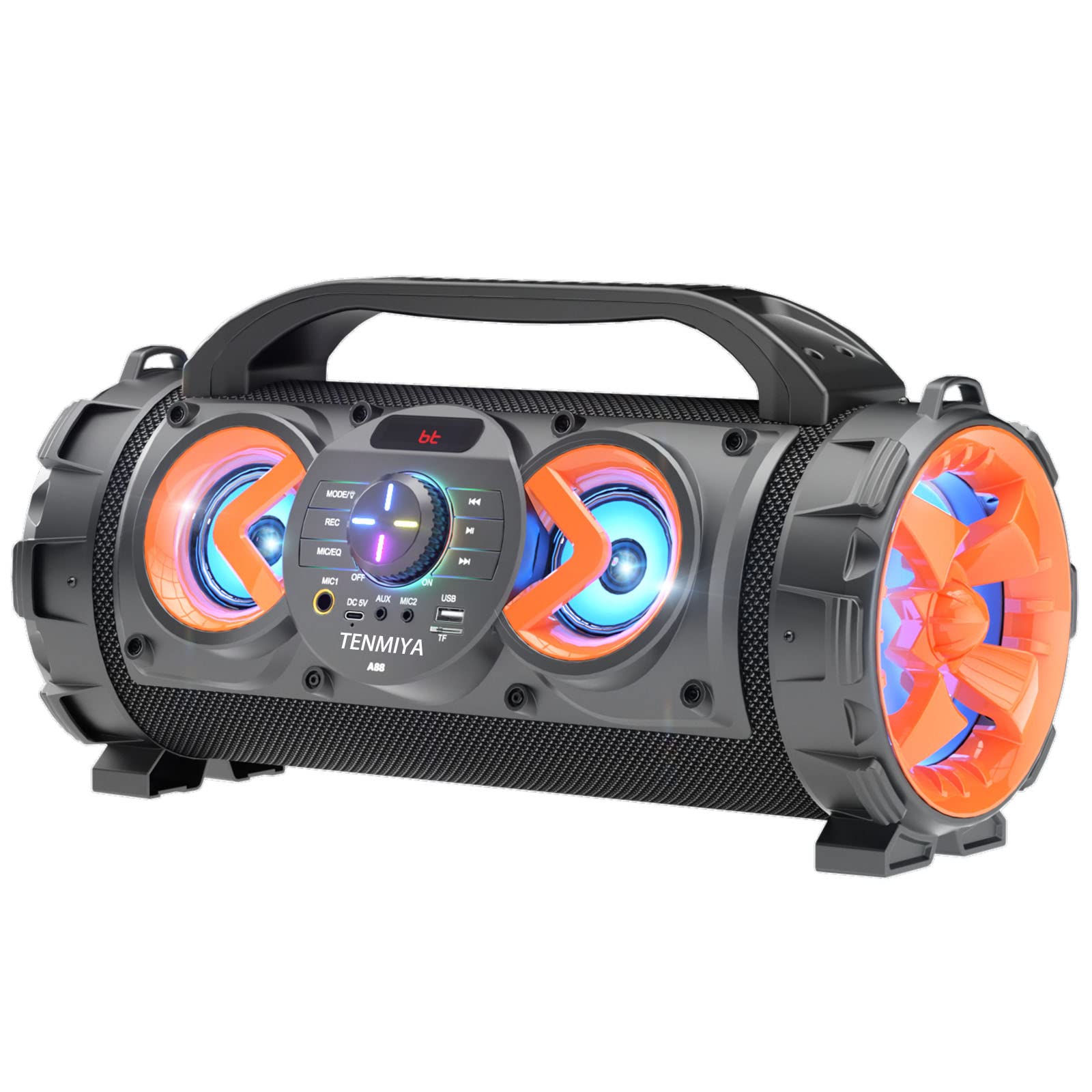Bluetooth Speaker, 70w Portable Wireless Bluetooth Speakers with Subwoofer, Colorful Lights, Microphone, FM Radio, Outdoor Speakers Bluetooth Wireless Loud Boom Box for Party, Camping, Travel
