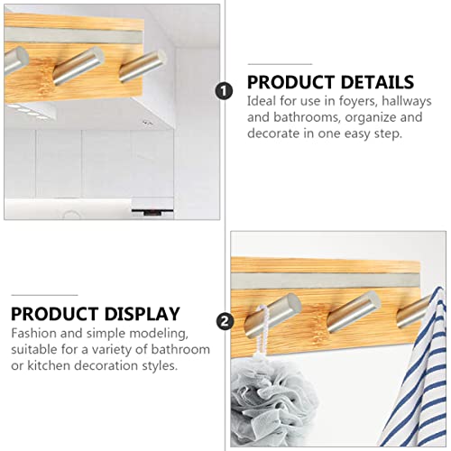 Bamboo Hook Wooden Bathroom Towel Coat Hooks Bathroom Towel Rail Rack Adhesive Rail Rack Hook Wall Mounted Wall Coat Rail Rack Hook Aisle Toilet Stainless Steel
