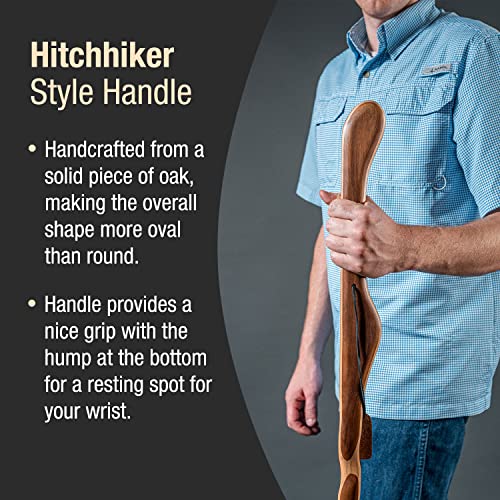 Brazos Handcrafted Wood Walking Stick, Twisted Oak, Hitchhiker Style Handle, for Men & Women, Made in the USA, Brown, 55"