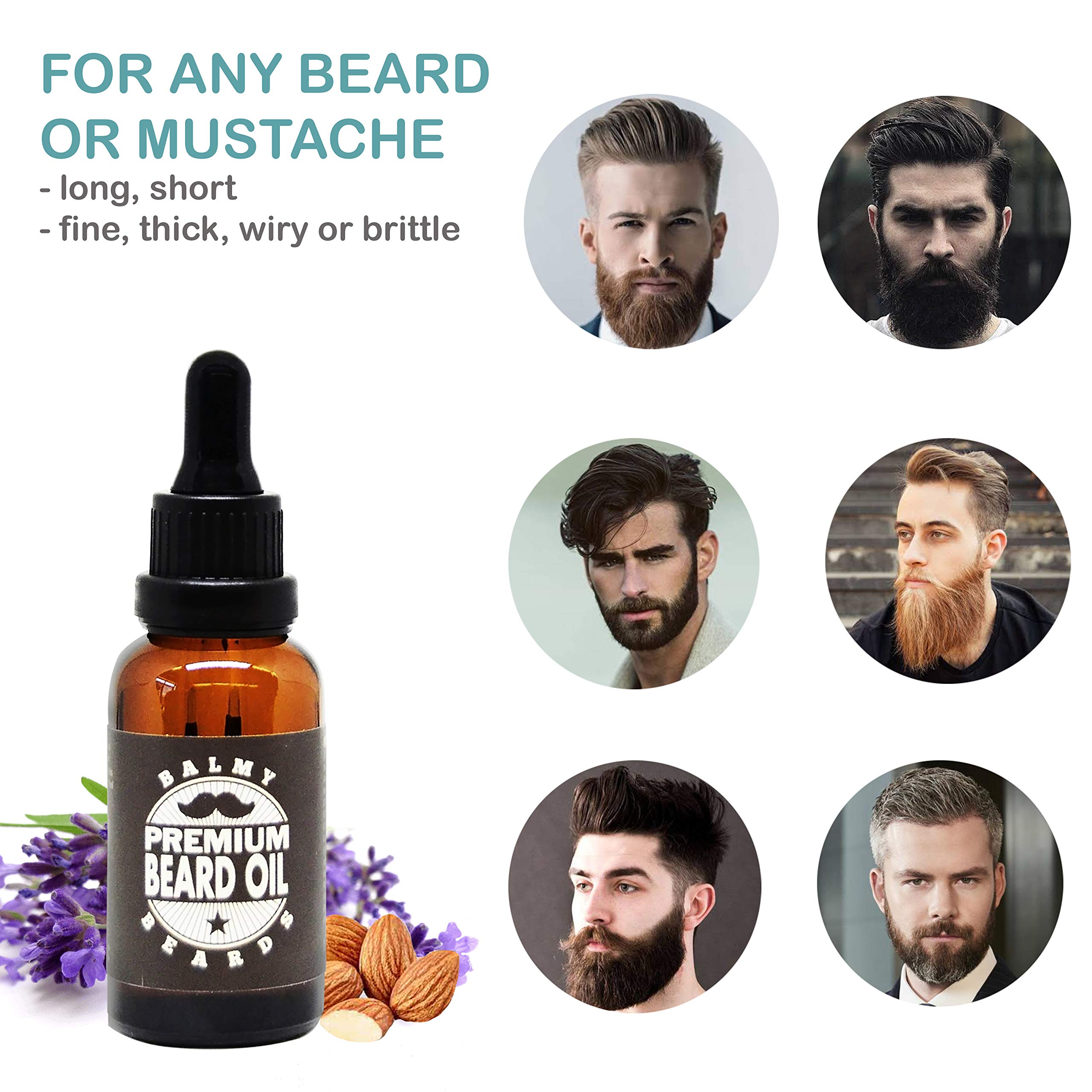 Balmy Beards Premium Beard and Moustache Oil for Men - 100% Organic Oils, Leave-In-Conditioner - Softner for Growth, Hydrates and Mosturizes Skin