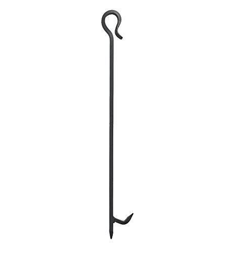Plow & Hearth 5 Piece Hand Forged Iron Fireplace Tool Set with Poker | Tongs | Shovel | Broom | and Stand 7-in Diam. x 27.5 H Black