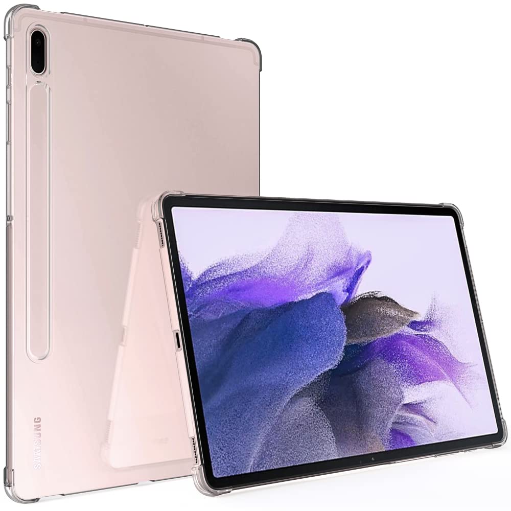 Callyue Case for Samsung Galaxy Tab S8 Plus (2022),Galaxy Tab S7 Plus Case (2020),Clear Rubber Soft Skin Silicone Side Corner Protective Cover for S8 Plus/S7 FE/S7 Plus/ S8+/ S7+ 12.4 Inch-Transparent
