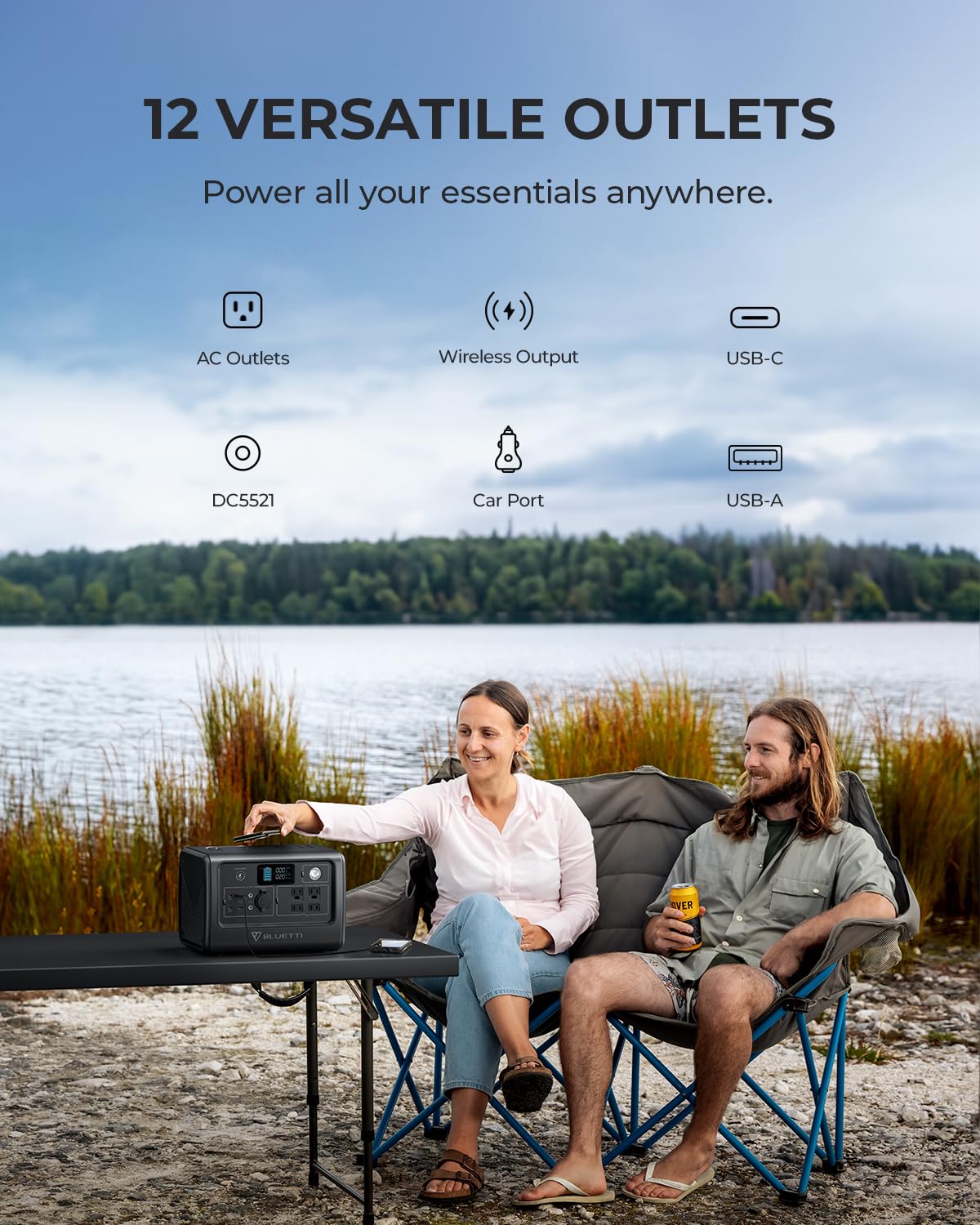 BLUETTI Solar Generator EB70S with PV200 Solar Panel Included, 716Wh Portable Power Station w/ 4 120V/800W AC Outlets, LiFePO4 Battery Pack for Outdoor Camping, Road Trip, Emergency
