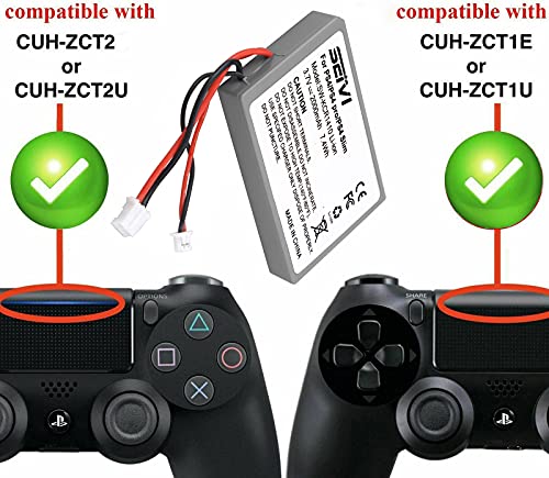 SEIVI [2 Pack 2000mAh LIP1522 Replacement Battery Compatible with Playstation 4 PS4 Dualshock 4 CUH-ZCT1E CUH-ZCT1H CUH-ZCT1U Wireless Controller (Big and Small Plug)