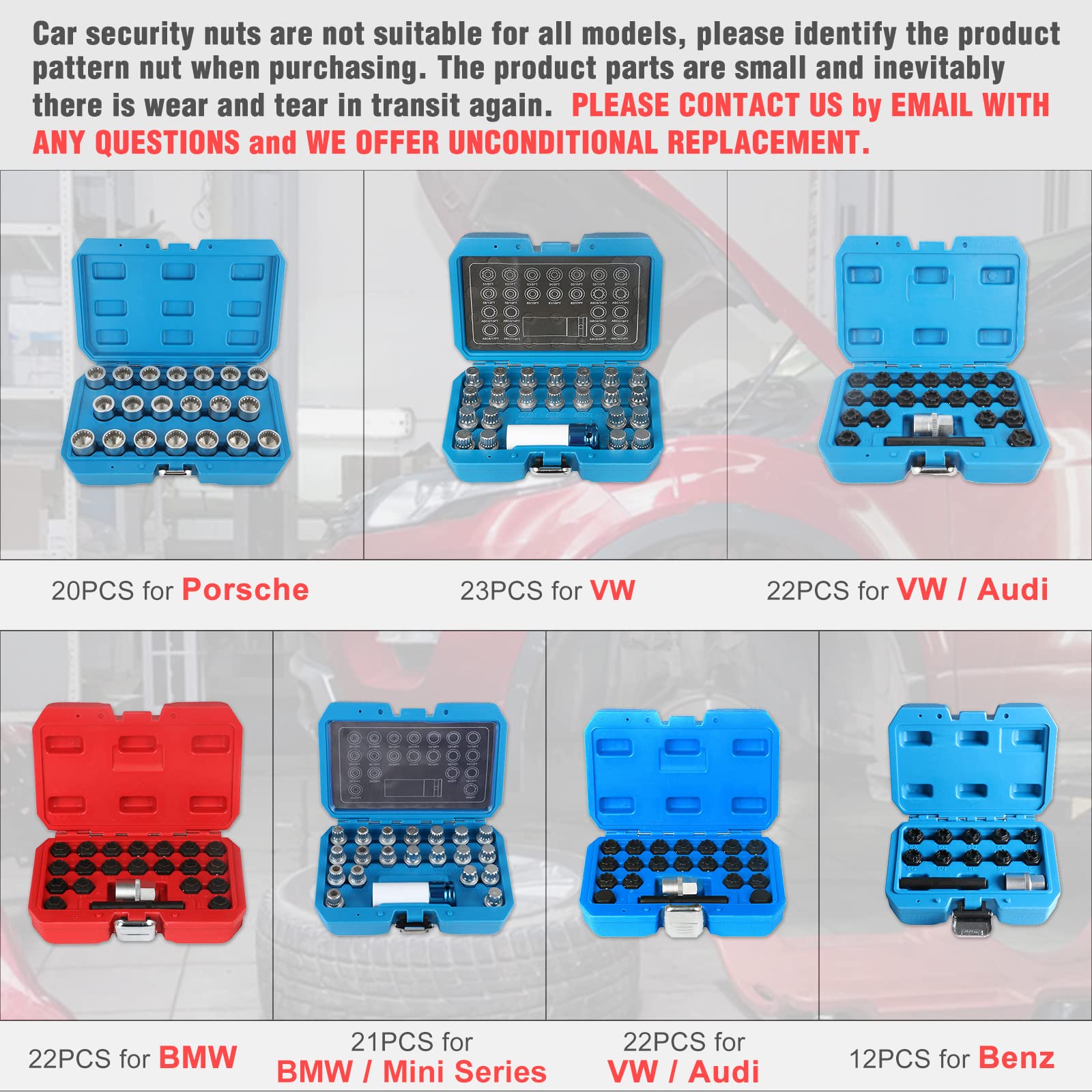 BELEY 22pcs Wheel Lock Key Removal Kit Compatible with BMW Series, Wheel Anti-Theft Lock Lug Nuts Screw Remover Socket Tool Set