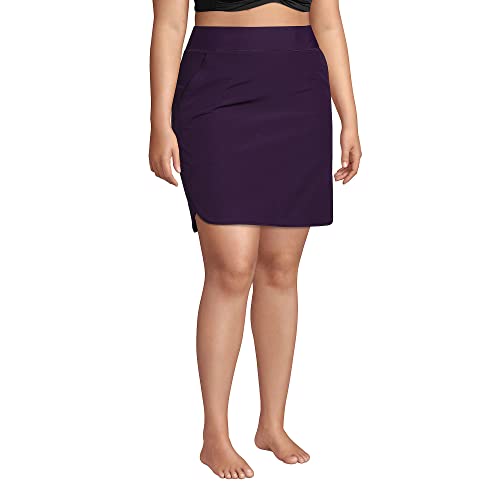 Lands' End Womens Comfort Waist Swim Skirt Swim Bottoms Skort BlackBerry Regular 14