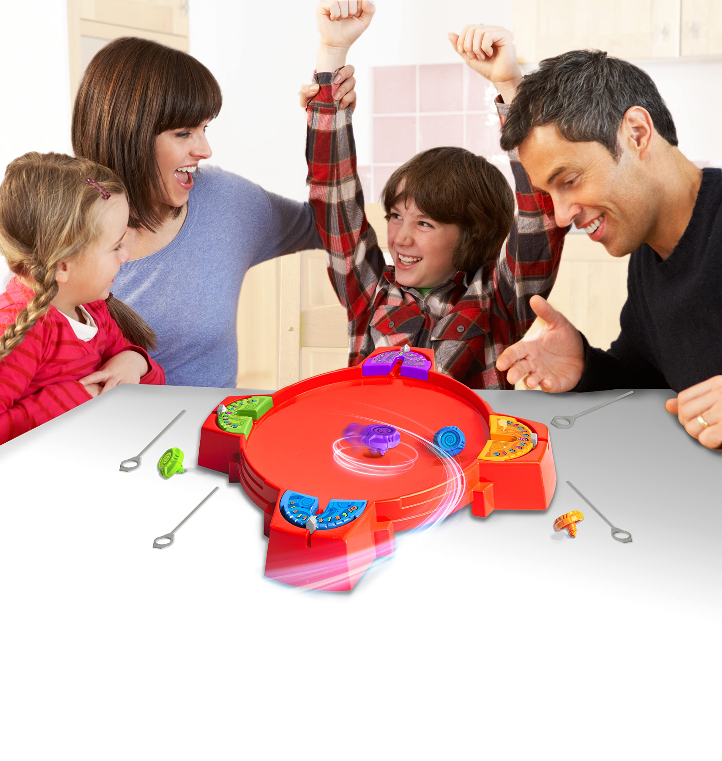 Battling Tops - The Original Classic Spinning Tops Game Set for 2-4 Kids. Insert, Press & Pull! Drop Battle Gyros in The Stadium to Combat with Each Other. Ages 6+ Boys & Girls