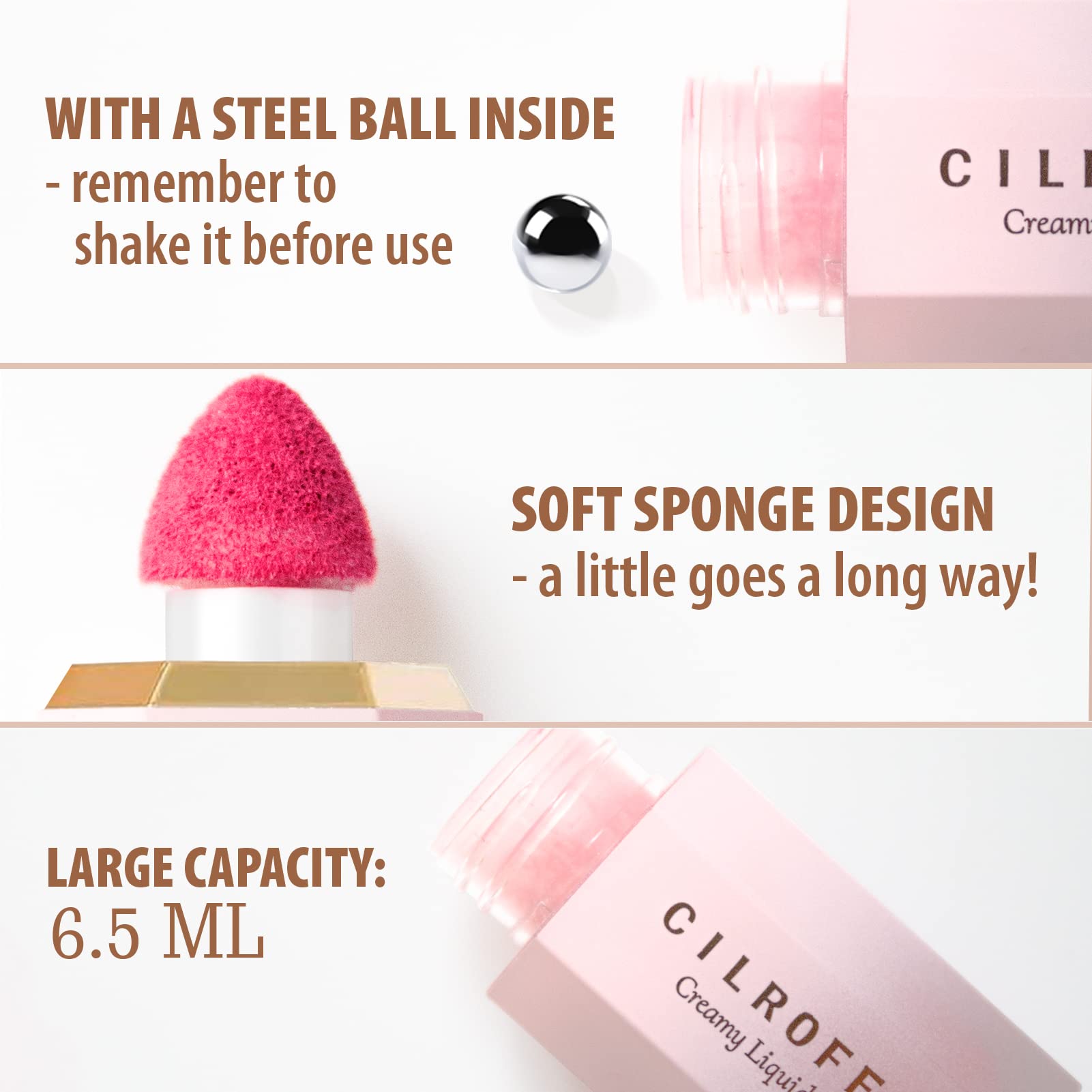 Cilrofelr Soft Cream Liquid Blush, Creamy Blush Makeup for Cheek, Dewy Finish, Buildable Pigment, Lightweight, Long Lasting, For Natural-looking Flush & Everyday Wear - Dreamy (0.22 fl. oz.)
