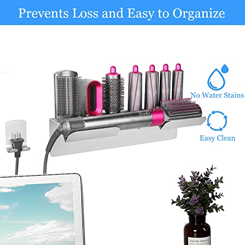 EUTRKei Dyson Airwrap Styler Holder, Storage Stand for Dyson Airwrap Styler Wall Mounted, Organizor Rack for Airwrap Styler and Attachments, Silver, (Only Stand)