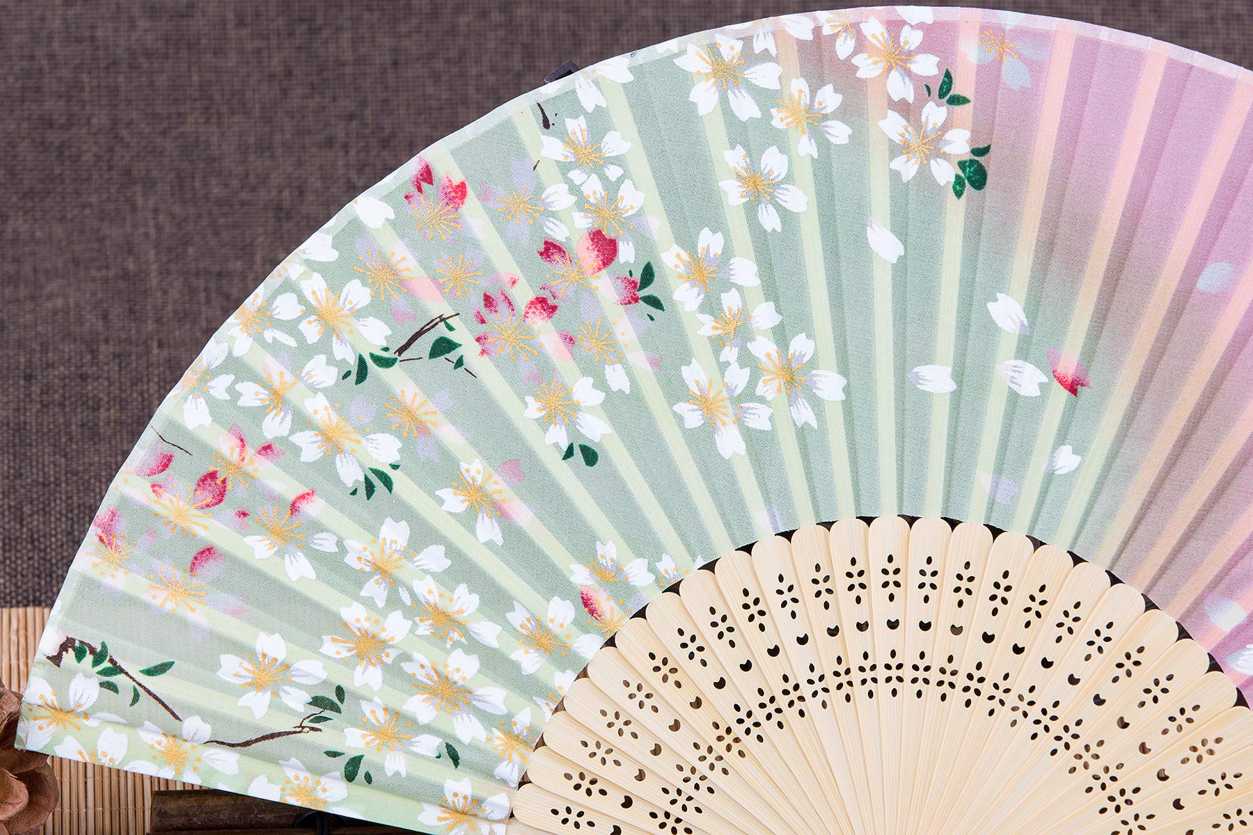 BingGoGo Hand Fan Women Folding Hand Held Silk Fan,8.27"(21cm) Hand Held Folding Fans,Chinese/Japanese Vintage Retro Style,Gift Box Packaging (Pink-3)