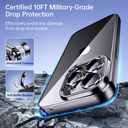 for iPhone 14 Pro Max Case 𝟮𝟬𝟮𝟯 𝗡𝗘𝗪 with Full Camera Protection, [Far Beyond Official Color] [Military Grade Drop Tested] Metallic Glossy Clear Case Designed for Women Men 6.7”, Phantom Black