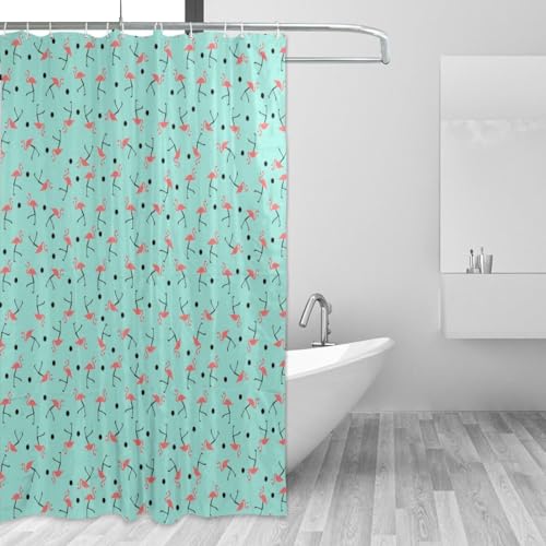 BLuevi Flamingo Shower Curtain for Bathroom Waterproof Fabric with Hooks 72x72 Inch