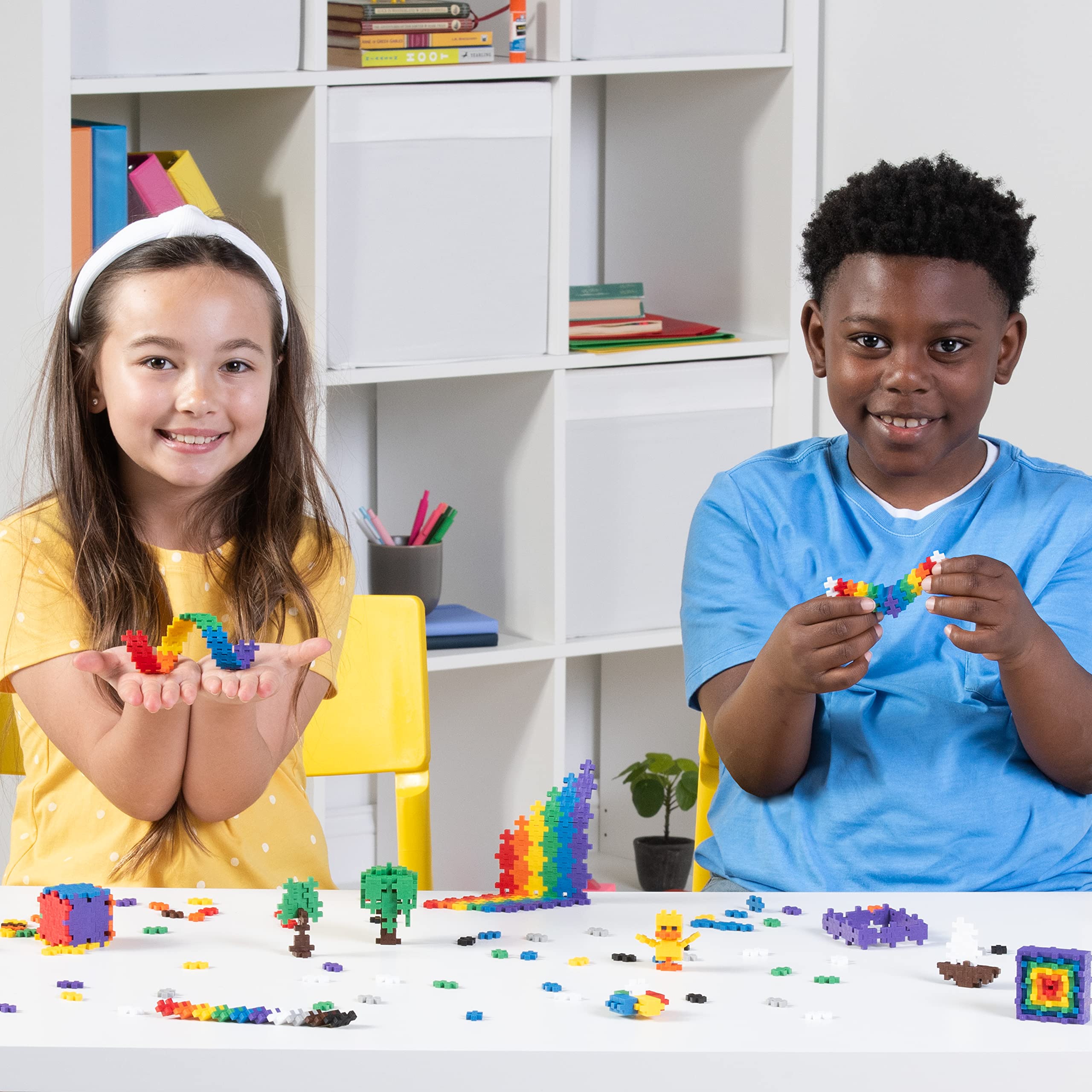PLUS PLUS 240 Piece Interlocking Building Blocks for Kids, Open Ended Connecting Toys, STEM Bin Mini Manipulatives - Basic Mix Play Tube & Baseplate