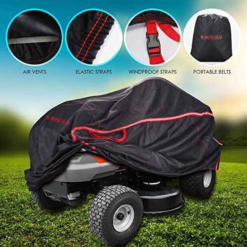 K-Musuclo Riding Lawn Mower Cover, Outdoors Tractor Cover Heavy Duty 600D and Pvc Coating, Waterproof Strip With Drawstring & Cover Storage Bag(72"L X 54"W X 46"H)