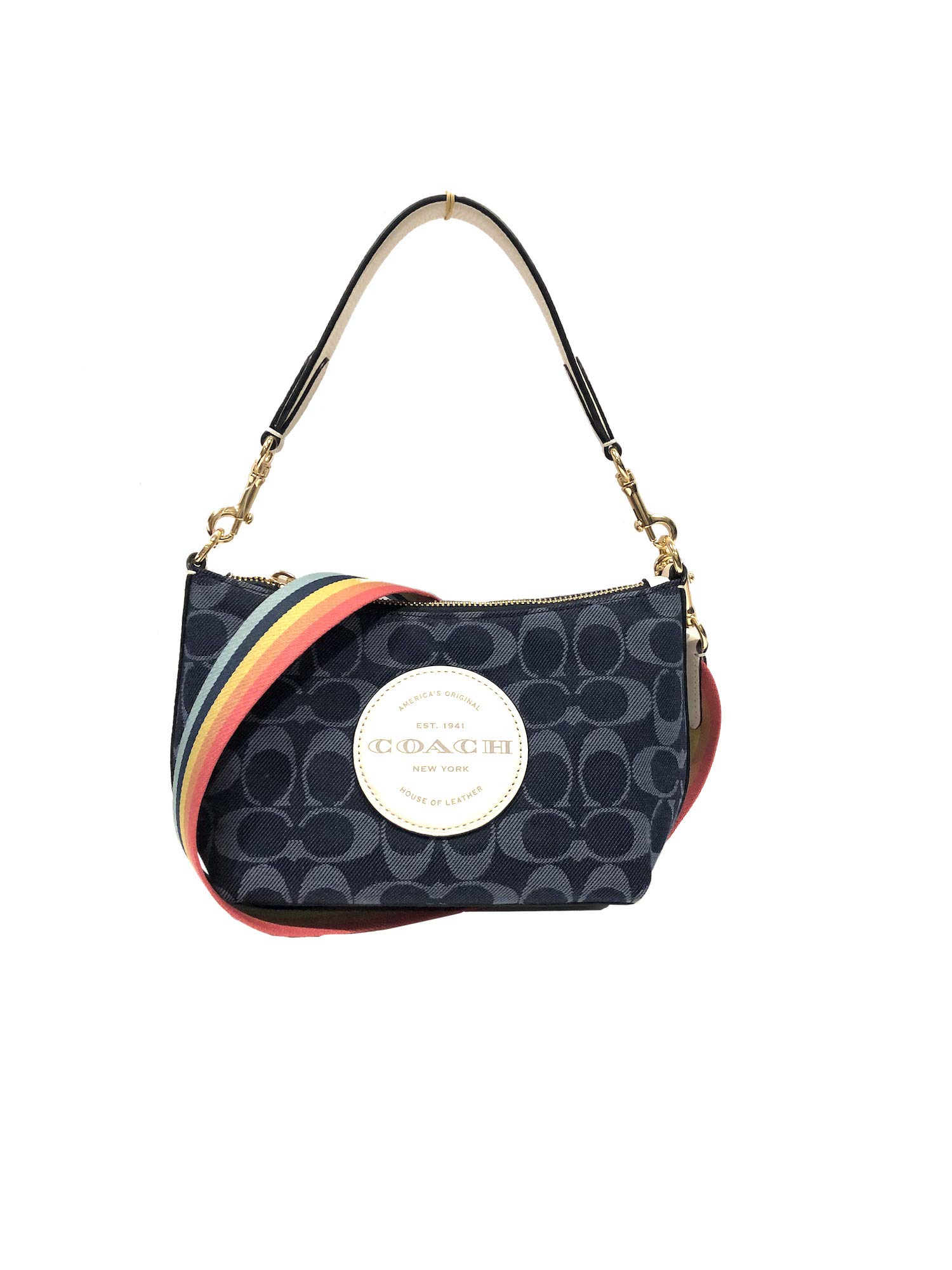 COACH Women's Dempsey Shoulder Bag In Signature Jacquard With Stripe And Patch (IM/Denim Multi)